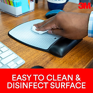 3M Precise Mouse Pad with Gel Wrist Rest, Soothing Gel Comfort with Durable, Easy to Clean Leatherette Cover, Optical Mouse Performance and Battery Saving Design, 9.2" x 8.7", Black (MW310LE)