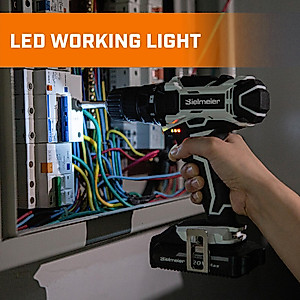 Bielmeier 20V MAX Cordless Electric Drill Set with LED Light - Electric Drill, Variable Speed, 64+1 Position, 3/8" Keyless Chuck, Flex Shaft, 28pcs Drill Bits, Battery & Charger Included