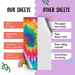 CENTRAL 23 - Colorful Wrapping Paper - 6 Sheets of Rainbow Gift Wrap - Birthday Wrapping Paper For Men Women Teenager - Tie Dye - Pride - Psychedelic - Vegan Ink - Recyclable - Made in UK