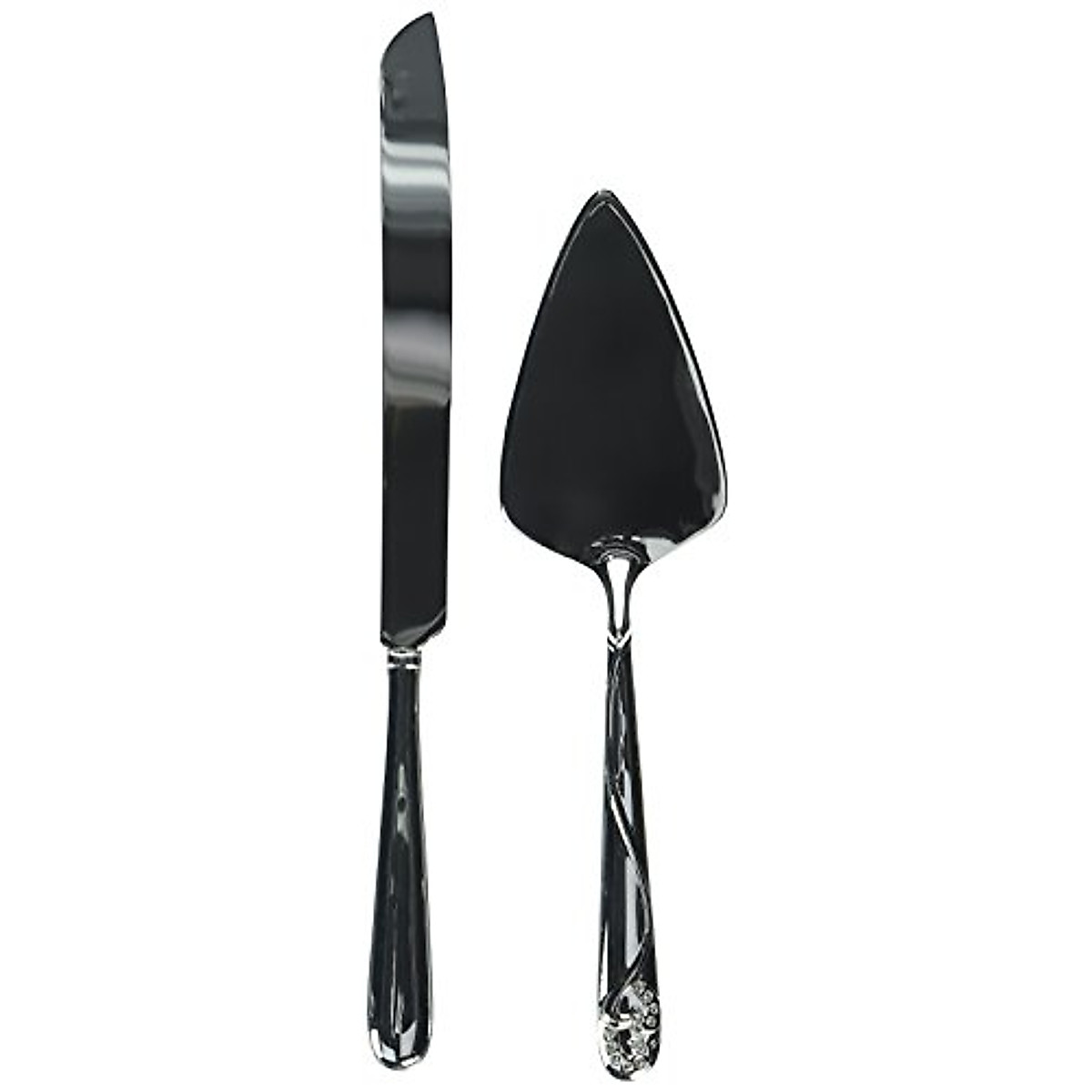 Unik Occasions Rhinestone on Top Wedding Cake Knife and Server Set, Silver