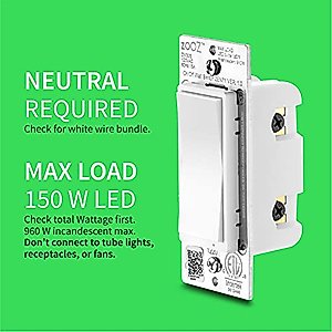 Zooz 700 Series Z-Wave Plus On/Off Switch ZEN71, White | Direct 3-Way (No Add-On Switch Needed) | Z-Wave Hub Required