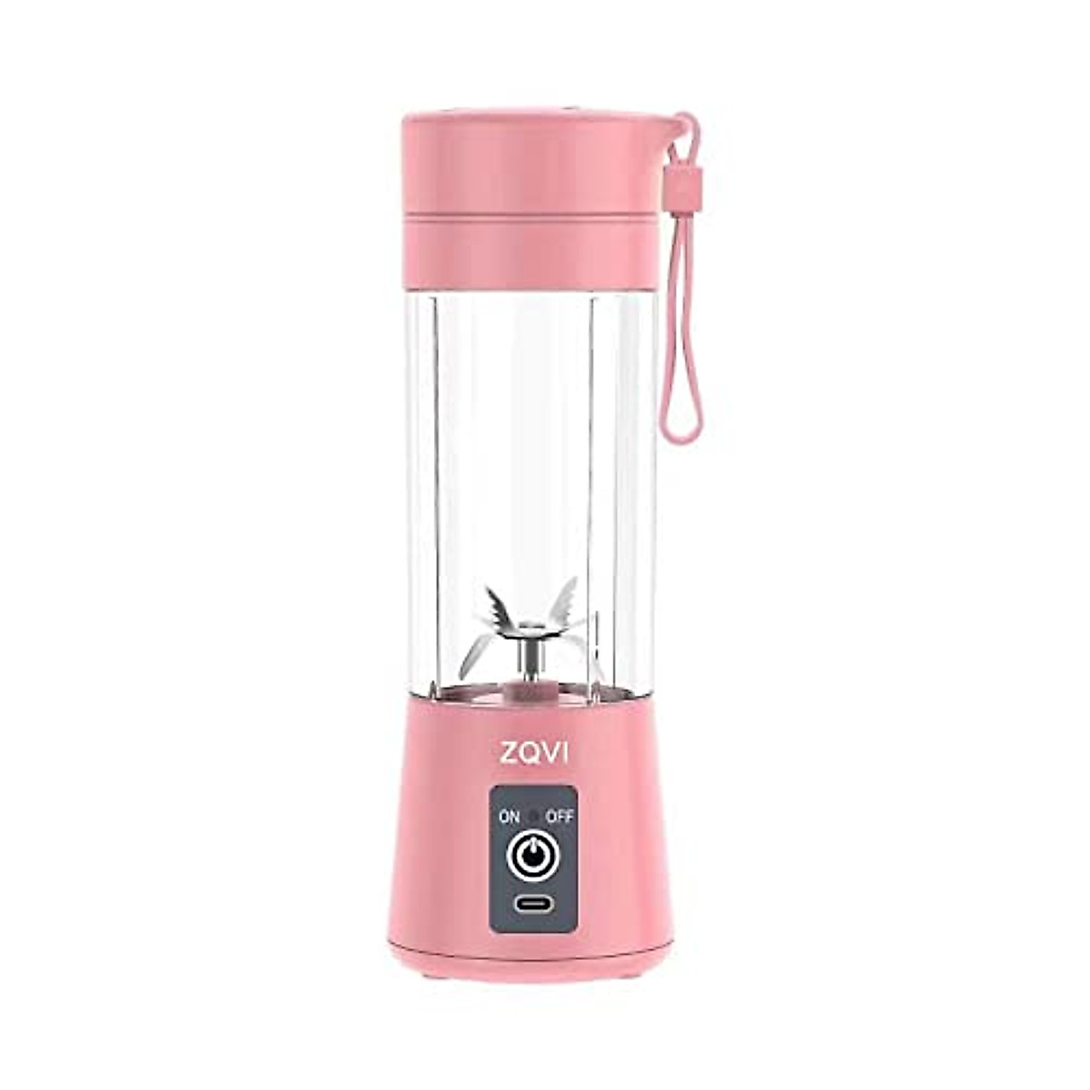 Portable Blender,Portable Juicer,Fruit Mixer - 6 Blades in 3D, 380ml Fruit Mixing Machine with USB Charger Cable（Pink）