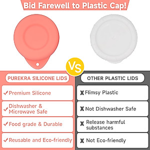 Purekra 6 Pack Silicone Glass Bottle Replacement Caps, 48mm Diameter Bottle Lids Fit Stanpac & Libbey & Stock Your Home & The Dairy Shoppe Milk Glass Bottles. Reusable and Airtight Bottle Caps