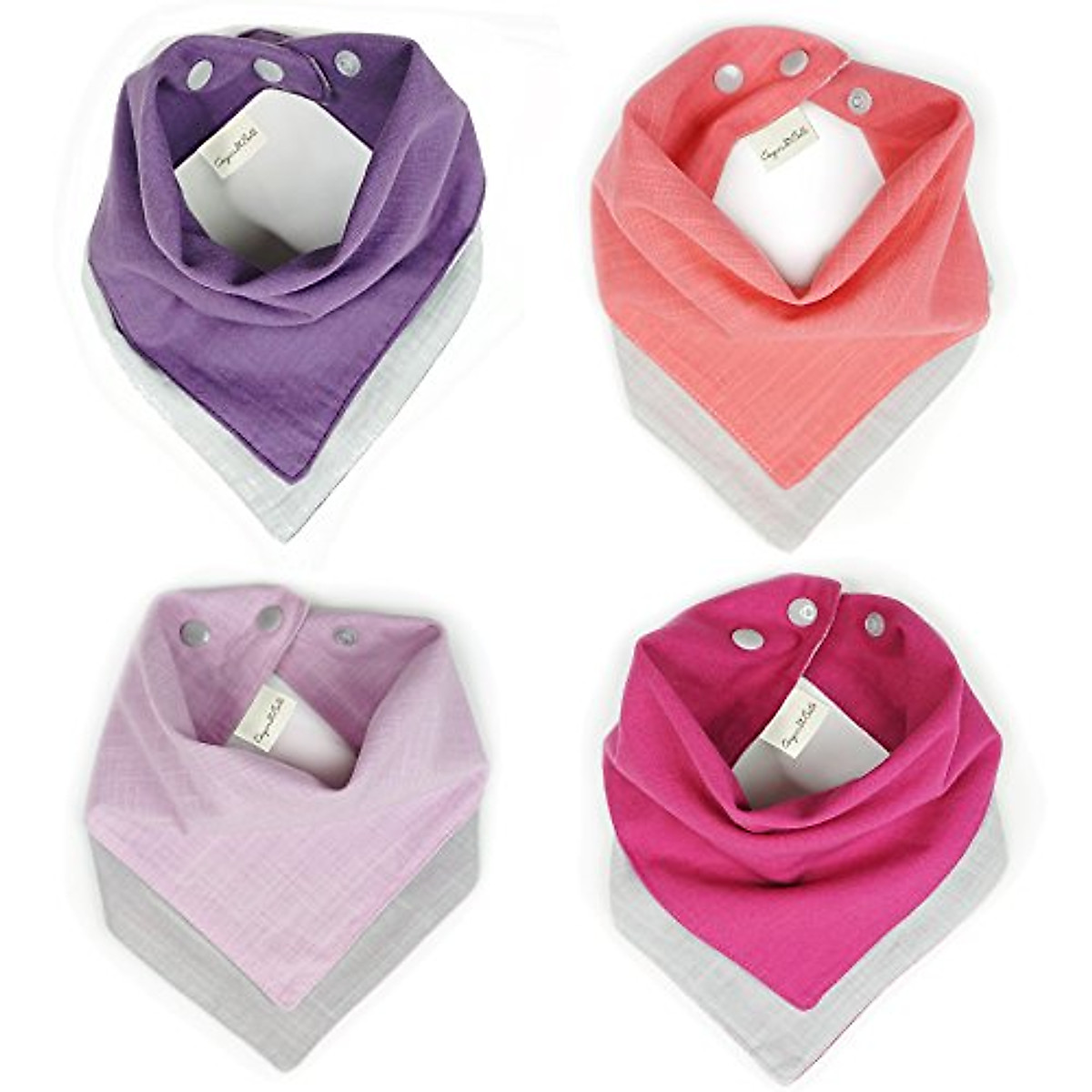 Cooper & Belle Baby Bandana Bibs 100% Cotton Muslin Baby Bibs for Boys and Girls, Reversible and Absorbent Drool Bibs, 4-Pack, Blush