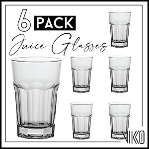 Vikko Drinking Glasses, Set of 6 Juice Glasses 9 Oz, Thick and Sturdy Kitchen Glasses, Dishwasher Safe Highball Glass Tumbler, Heavy Duty Cups, Water Glasses