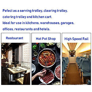 INDYAH Movable Trolleys, Kitchen Storage Hand Trucks, Hotel Caterolling Cart with Handleplastic Restaurants Service Trolley with Large Universal Wheel/Black/107X51X97Cm