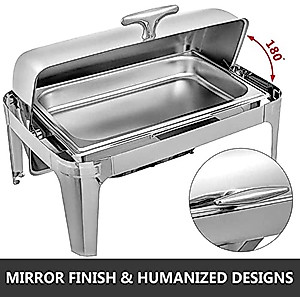 UZOURI Stainless Steel Chafing Dish, Chafing Dish Set Food Warmer Buffet with 2 Chafing Dish Methanol Gel Fuel, for Buffet Catering Kitchen Party