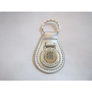 1962 1963 1964 GALAXIE 406 HIGH PERFORMANCE ENGINE LOGO LEATHER KEYCHAIN - SILVER