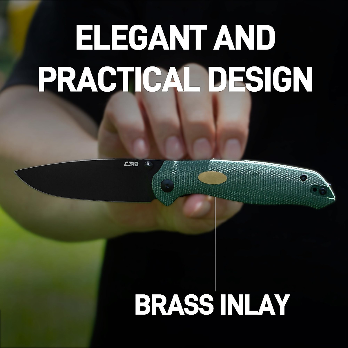 CJRB Aes Folding Pocket Knife, Pocket Knife with 3.3"AR-RPM9 Steel Blade Mircarta Handle, Folding Knife with Pocket Clip for Men Women, EDC Knives for Camping Survival, Designed by Dylan Mallery J1938