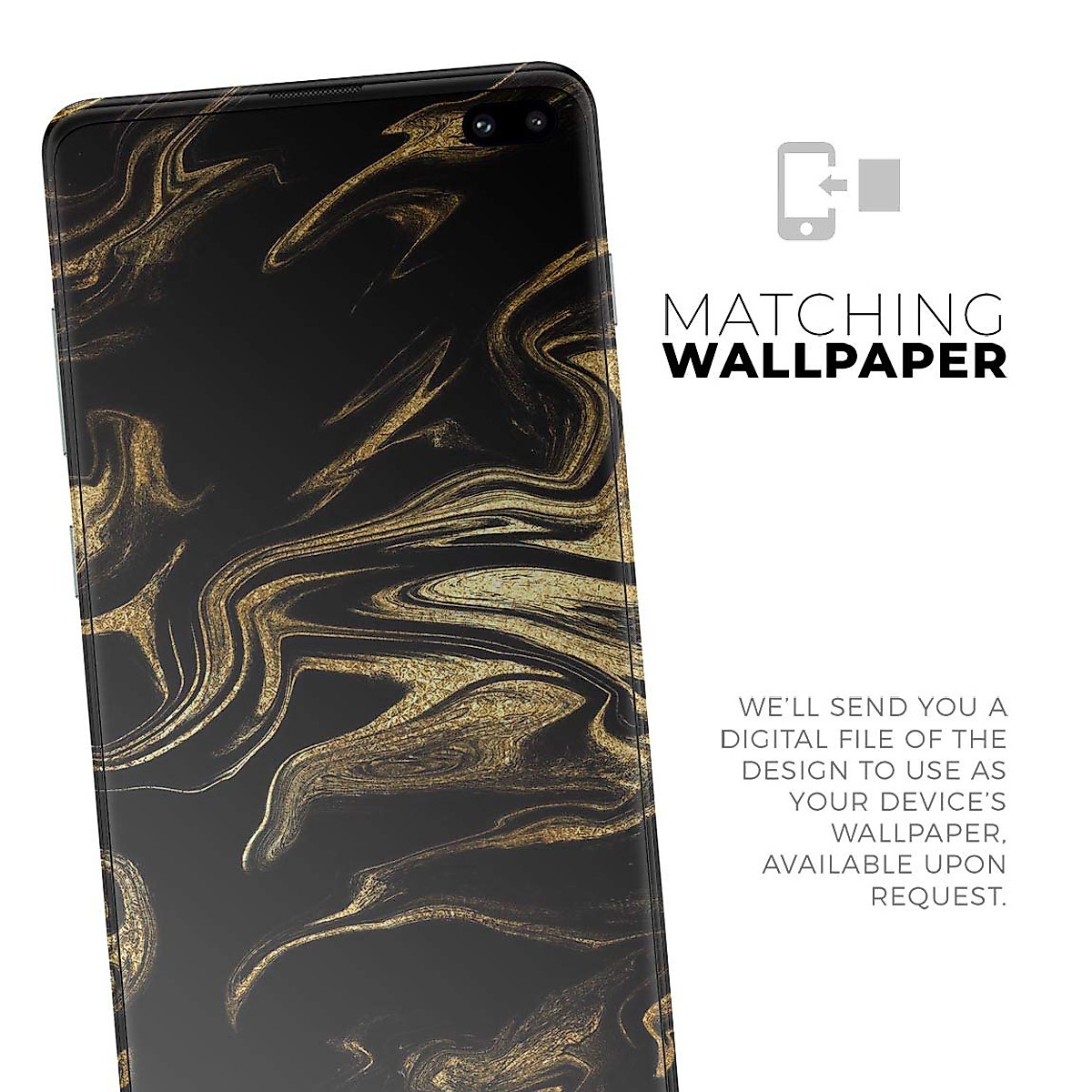 DesignSkinz Black & Gold Marble Swirl V7 Protective Vinyl Decal Wrap Skin Cover Compatible with The Samsung Galaxy S20 (Screen Trim & Back Glass Skin)