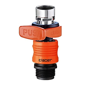 Claber 8587 Quick-Fit Tap Connector Set Indoor Faucet Adapter, 1.6 x 2.1 x 1.9, Black/Orange