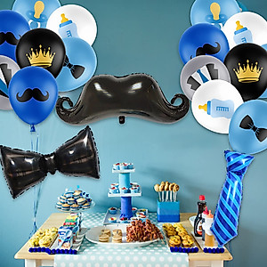 KARAQY Baby Boy Balloons Party Decorations Supplies, Blue and Black Balloons Set for Boys Birthday Baby Shower Party Decorations