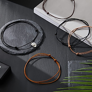 5 Pieces Leather Necklace Cord Choker with Clasp Sturdy Double Knotted Cord Necklace Adjustable Rope Chain Minimalist Jewelry for Women Men