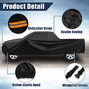 X AUTOHAUX Pickup Truck Cover for Ford F150 Regular Cab 8Ft Bed 2-Door 04-21 F350 Regular Cab 8 Foot Bed 2-Door 08-21 Outdoor Waterproof Sun Protection W/Driver Door Zipper Black