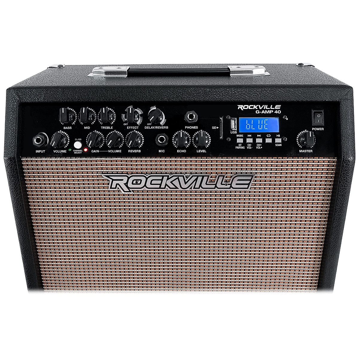 Rockville G-AMP 40 Guitar Amplifier 10" Speaker/Bluetooth/Mic in/USB/Footswitch,Black