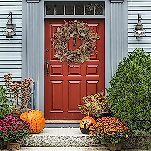 20" Fall Wreath for Front Door, Fall Leaves and Grain Wreath, Harvest Ear Wheat Wreath for Front Door Wedding Wall Home Thanksgiving Decoration Farmhouse Decoration
