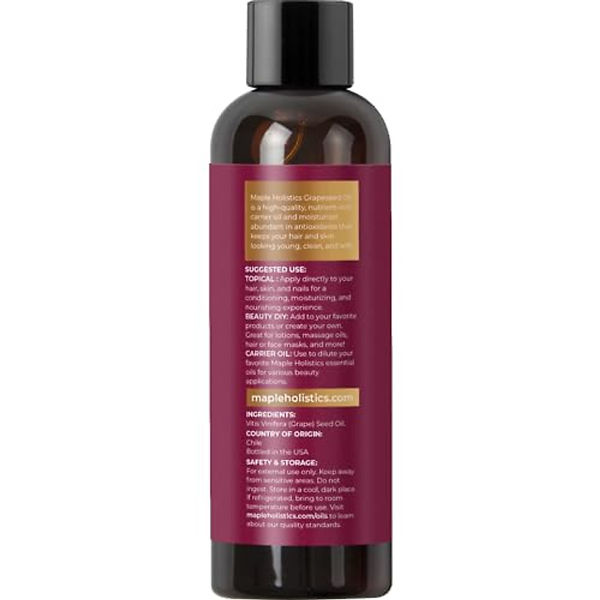 Pure Grapeseed Oil for Skin Care - Cold Pressed Grape Seed Oil Liquid for Skin with Moisturizing Carrier Oil for Essential Oils Mixing - Natural Vitamin E Anti Aging Body Oil for Dry Skin and Hair