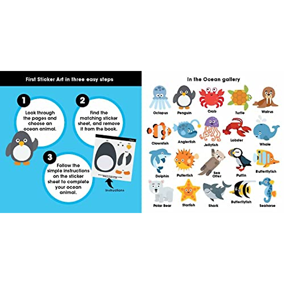 First Sticker Art: In the Ocean: Color By Stickers for Kids, Make 20 Pictures! (Perfect Christmas Gift, Stocking Stuffer for Ages 3+)