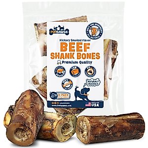 PUPDAWGS Single Ingredient Dog Bones - Made in USA - Beef Shank Bones - (3 Piece Pack)