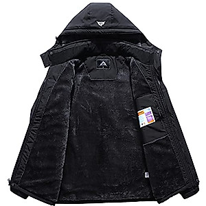 MOERDENG Men's Mountain Waterproof Ski Jacket Windproof Rain Windbreaker Winter Warm Hooded Snow Coat