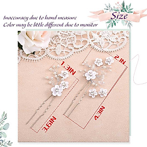 Fstrend Bridal Wedding Hair Pins Silver Sparkly Rhinestones Pearls Flower Hair Pin Bride Hairpieces Gorgeous Hair Accessories for Women(Pack of 2) (Silver)