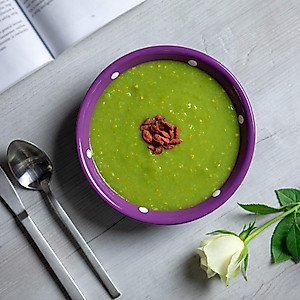 City to Cottage Handmade Purple And White Pottery Polka Dot Glazed 7.3inch/18.5cm, 14oz/400ml Salad, Pasta, Fruit, Cereal, Soup Bowl | Unique Ceramic Dinnerware, Housewarming Gift