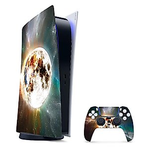 MightySkins Gaming Skin for PS5 / Playstation 5 Digital Edition Bundle - Moon Explosion | Protective Viny wrap | Easy to Apply and Change Styles | Made in The USA