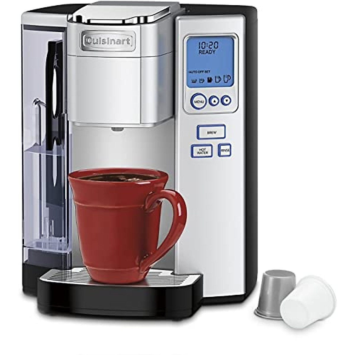Coffee Maker by Cuisinart, Single Serve 72-Ounce Reservoir Coffee Machine, Programmable Brewing & Hot Water Dispenser, Stainless Steel, SS-10P1