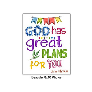 Bible Verse Wall Art - Scripture Wall Art - Christian Wall Art for Kids, Boys, Girls Bedroom - Religious Gifts for Kids - Aesthetic Wall Collage Kit - God Wall Decor - Positive Inspirational Quotes