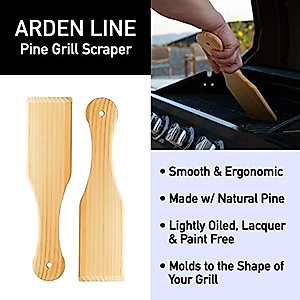 Wood Grill Scraper Made in USA Pure Pinewood Clean Your Barbecue Grill Grates Naturally 14" Inch Long with 3" 3/8 inch Scraper 5/8" inch Thick