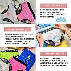 Tony and Ava Potty Training Underwear for Girls, Moisture-Wicking, Soft Cotton Toddler Training Underwear - Breathable, Reusable Training Pants - Small - White