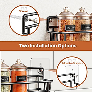 Mystozer 5 Pack Spice Rack Seasoning Organizer Wall Mount, Hanging Spice Organizer Shelf for Kitchen Cabinet, Wall, Pantry Door (Jars Are Not Included)