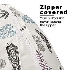 sundee Nursing Pillow for Infant Feeding Cushion, Newborn Support Pillow for Breastfeeding Baby and Bottle Feeding, with Washable Pillow Cover for Boys & Girls - White Leaf