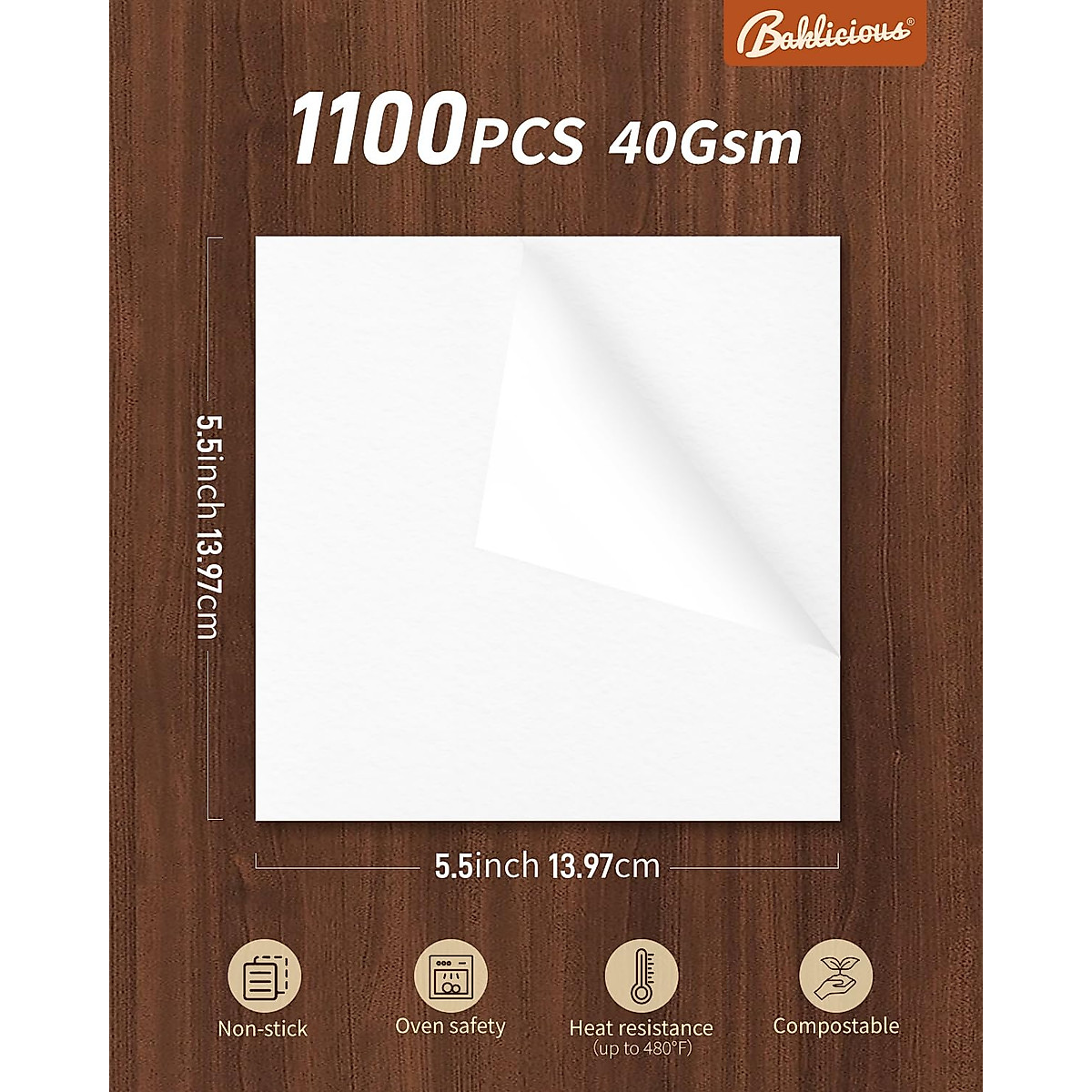 Baklicious Hamburger Patty Paper – 1100Pcs of 5.5"x5.5" Non-Stick Patty Paper Squares – Craft Perfect Burgers! Elevate Your Game with Seamless Separation & Versatile Use in Oven, Microwave,Freezer!