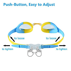 Hually Kids Swim Goggles, Leak Free Swimming Goggles for Children, Easy to Adjust, Anti-UV Anti-Fog Swim Glasses for Boys Girls Age 3-12 Perfect for Kids Swimming Lessons（2 Pack）