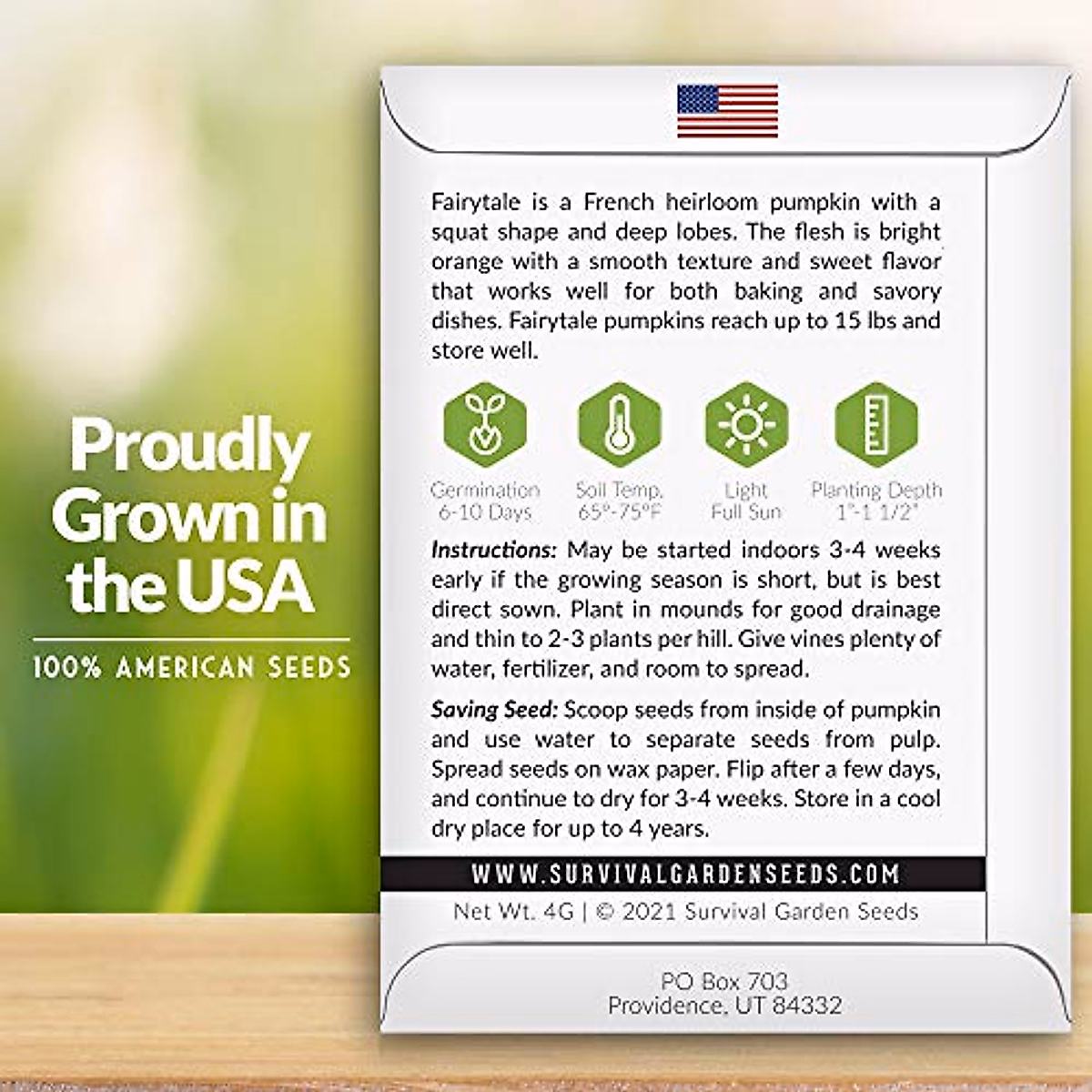 Survival Garden Seeds - Fairy Tale Pumpkin Seed for Planting - Packet with Instructions to Plant and Grow Pumpkins in Your Home Vegetable Garden - Non-GMO Heirloom Variety