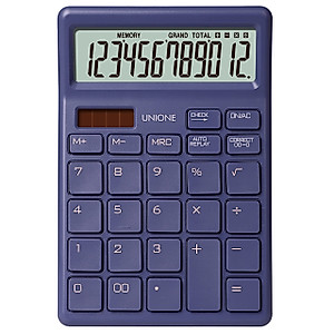UNIONE Desktop Beige Calculator with a Bright LCD, Dual Power Handheld Desktop. Color. Business, Office, High School, 4×6 inch