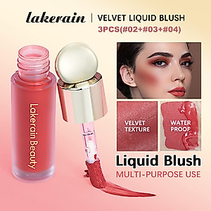 3 Pcs Soft Liquid Blush, Beauty Makeup for Long-Lasting, Natural Skin Tint, Moisturizing Face Stick for Cheek, Matte Finish Looking(#02Happy+#03Hope+#04Love)