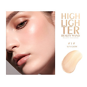 KYDA Highlighter Beauty Wand, Face Illuminator with Cushion Applicator, Natural Glossy Finish, Silky Smooth Cream, Face Highlighter Bronzer Makeup, Lightweight Blendable, by Ownest Beauty-Sun Glow