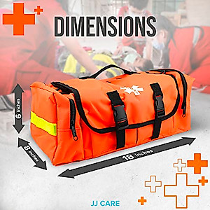 JJ CARE Trauma Bag 250PCS First Responder Kit, EMT Bag with Padded Strap, Reflective Medical Bag Fully Stocked, Multiple Pockets EMS EMT Bags Fully Stocked, First Aid Trauma Bags Fully Stocked