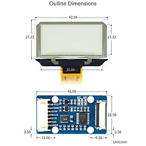 1.51inch 128×64 Transparent OLED Light Blue Color Display Module SPI/I2C Interfaces for Raspberry Pi 4 3 / STM32 etc @XYGStudy