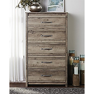 Ameriwood Home Bassinger 5 Drawer Dresser, Gray Oak