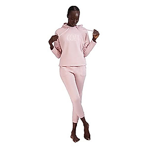 Rae Dunn Women's Matching Lounge Set with Pullover Long Sleeve Graphic Sweatshirt and Drawstring Sweatpants with Pockets 2 Piece, Pink Clay, Large