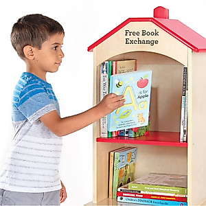 Guidecraft Free Library Exchange Book Stand: 3-Shelf Wooden Storage Bookcase, Classroom Furniture