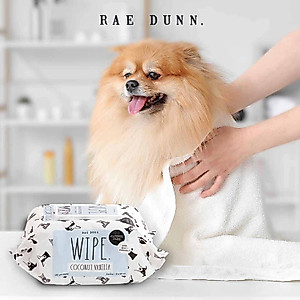 Rae Dunn Pet Wipes, Alcohol Free with Aloe and Vitamin E, Coconut Vanilla, 150 Count