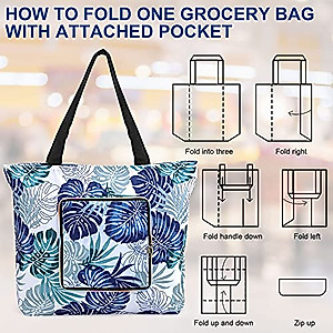 Aflngle 2-Pcs Reusable Grocery Bags with Handles Foldable Washable Shopping Bags Waterproof Large Capacity Shopping Tote Bag