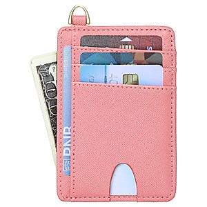 Badiya Credit Card Holder Slim Minimalist Wallet, Front Pocket Purse RFID Blocking Wallet Compact Card Case with ID Window for Women & Men