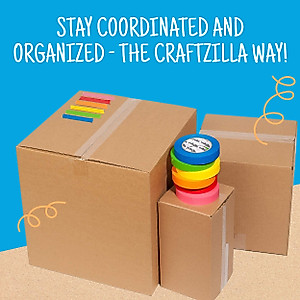 Craftzilla Colored Masking Tape – 6 Roll Multi Pack – 180 Feet x 1 Inch of Colorful Craft Tape – Vibrant Rainbow Colored Painters Tape – Great for Arts & Crafts, Labeling and Color-Coding