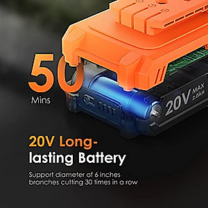 Mini Chainsaw - Cordless Electric 4 Inch Chain Saw W/ 20V 2000mAh Battery & Charger, Safety Lock & 90° Baffle, Handheld, Lightweight & Easy Carry For Outdoor Use - Tree/Branches/Wood Cutting/Trimming