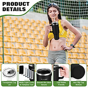 WYHVAND 40 oz Tumbler with Handle, Stainless Steel Insulated Tumbler with Lid and Straw Keeps Drinks Cold and Hot，The Best Birthday Gifts for Family，Friends -Black